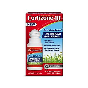 Cortizone 10 Maximum Strength Fast Itch Relief with Massaging Rollerball, 1% Hydrocortisone Anti-Itch Liquid, 1.5 oz.