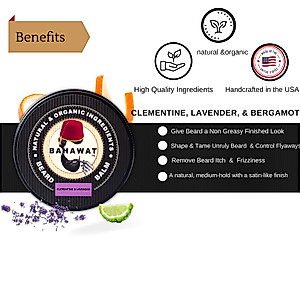 BAHAWAT Clementine & Lavender Beard Conditioner - Styles, Strengthens & Softens - Natural & Organic Formula - ZERO GRIT - Reduces Itch, 2 ounce