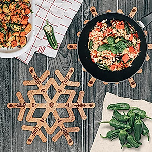 Naturoom Acacia Wood Trivets, Set of 2, Decorative Wooden Kitchen Hot Pads, for Hot Dish, Pan and Tea Pot Holder, Nonslip Coaster. (9.5''L x 8.4''W x 0.6''H)