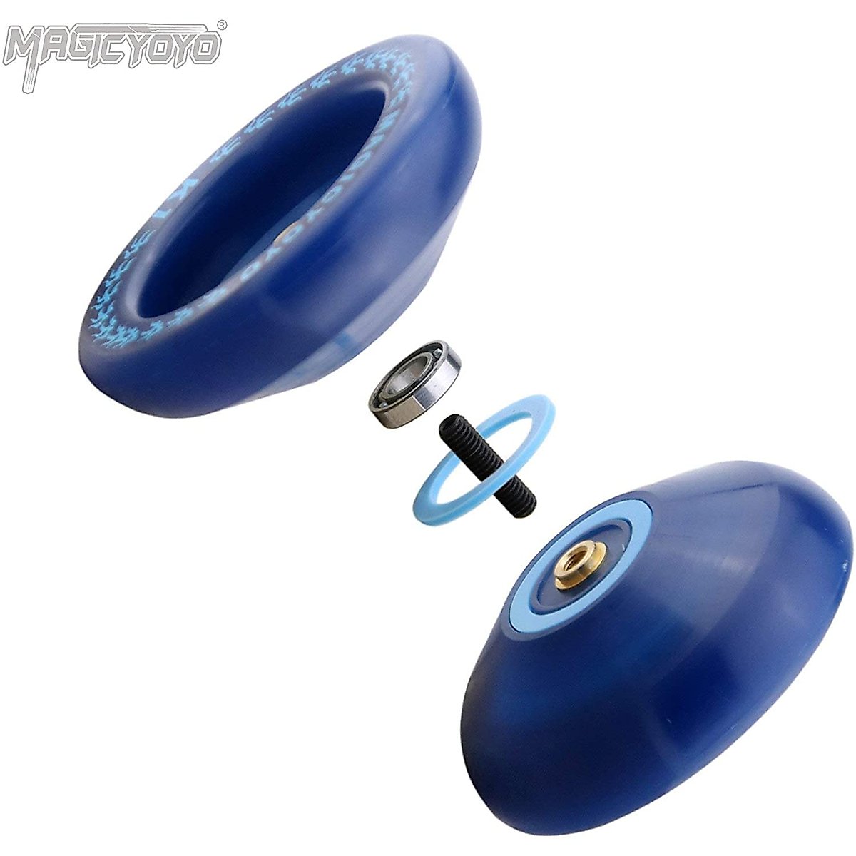 MAGICYOYO Responsive Yoyo K1 Tug Return Yoyo, Hubstacks Yoyo for Kids Beginners Dual Purpose Yoyo with Unresponsive Bearing, Sturdy Storage Bag + 12 Yoyo Strings +Yo-Yo Glove +2 Yoyo Hubstacks (Blue)