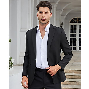 Lion Nardo Linen Blazer for Men Slim Fit Suit Jackets for Men Lightweight Blazer Jacket Men's Prom Suits Sports Coats Black