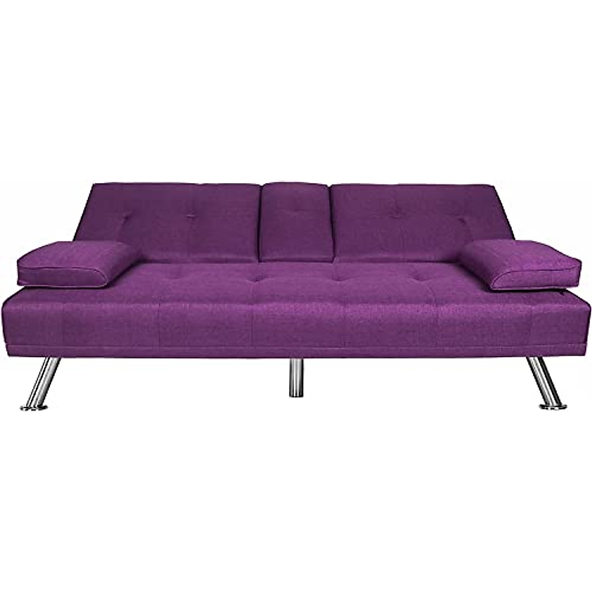 ERYE Modern Convertible Futon Bed, Adjustable Functional Loveseat Compact Foldable Love Seat,Comfy Sleeper Daybed 3 in1 Recliner Sofa & Couch for Small Space Sofabed, Purple Linen