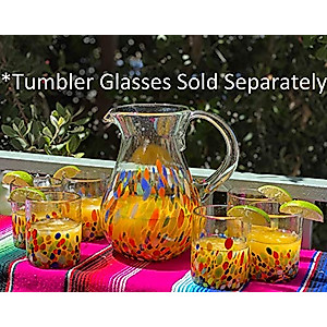 Mexican Hand Blown Glass Pitcher – Confetti Carmen Design (84 oz)