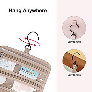 BAGSMART Toiletry Bag Hanging Travel Makeup Organizer with TSA Approved Transparent Cosmetic Bag Makeup Bag for Full Sized Toiletries, Large-Pink