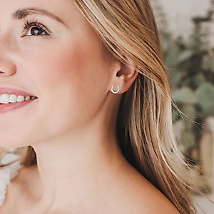 EVER FAITH 925 Sterling Silver Elegant Pave Cubic Zirconia Lucky Horseshoe Stud Earrings Clear