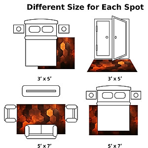 Fiery red Brown Burnt Orange Copper Black Abstract Geometric Shape Rug 5x7 Rug Area Rugs for Living Room Bedroom Aesthetic Dining Room Machine Washable Throw Rugs Carpet Indoor Non-Slip Floor Mat