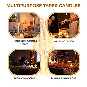 BeeTheLight Beeswax Taper Candles (Pack of 12) - Dipped Style Smokeless Unscented Candles - 12 Hours Burn Time Each - All Natural 100% Pure Beeswax Candle - Handmade Decorative Taper Candle Set