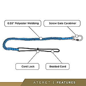 Palmer Safety Tool Lanyard w/Single Carabiner & Adjustable Loop End, Maximum Strength 7KG / 15.0lbs, 52" Total Length, Aluminum Screw Lock Carabiner T2203 (1-Pack)