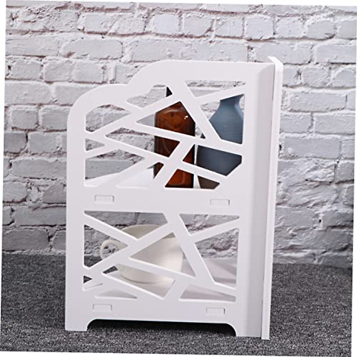 Yardwe Bathroom Racks Organizer Rack Shelf Board Floor Corner Shelf Bath Shelf Basket Shower Shelf Caddy Hollow Bathroom Rack Bathroom Storage Rack Shelf Bathroom Corner Frame Wpc White
