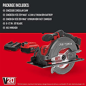 CRAFTSMAN V20* 6-1/2-Inch Cordless Circular Saw Kit (CMCS500M1)