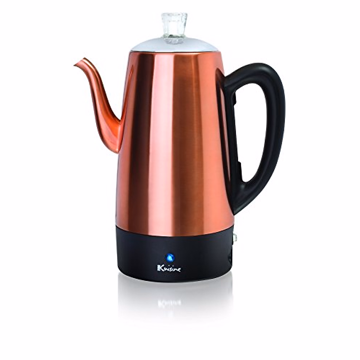 Euro Cuisine PER12 Electric Percolator 12 Cup Stainless Steel Coffee Pot Maker - Copper Finish