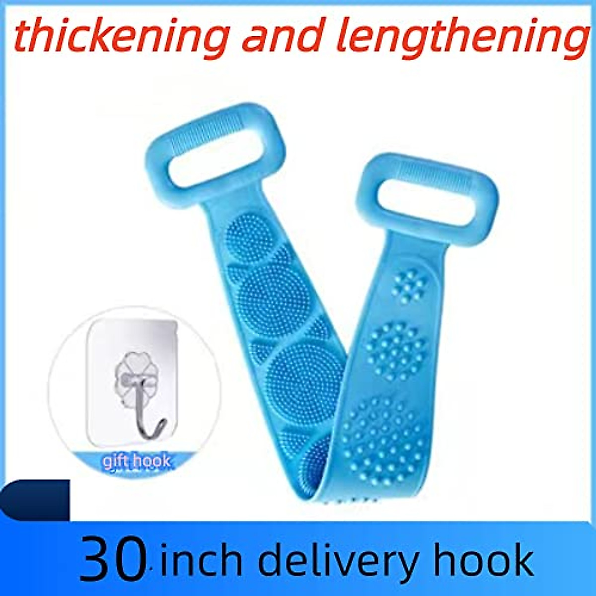 HJCOCHOME Silicone Back Scrubber for Shower,Silicone Body Scrubber,Shower Brush,Body Scrubbers,Back Scrubber Extra Long Exfoliating Body Scrubber with Handle for Shower for Men and Women (Blue)