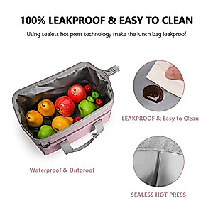 Lunch Box for Men, Insulated Lunch Bag Women, Personalized Reusable Lunch Tote Bag for Office Work, Leak-proof Adult Lunchbox Container Cooler Sack Handbag Case (Pink)