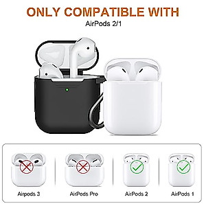 SUPFINE (2 in 1) for Airpod Case Cover, Soft Silicone Protective and Airpod Cleaner Kit Compatible with Airpods 2nd Generation Charging Case (Black)