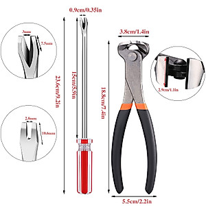 3 Packs Nail Puller Nail Remover Tool Nippers Tack Puller End Cutting Pliers Set 7 Inch Nail Nippers Pliers with 6 Inch Bendable U Tip, V Tip Tack Puller to Remove Nails Jewelry Wire Cutter