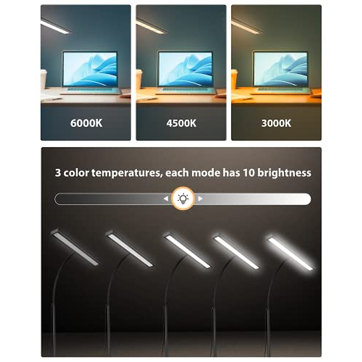 Desk Lamp, iFalarila Dimmable 160 LED Desk Light for Home Office [Updated Flexible Gooseneck & Metal Rod & I-Clamp] Book Light Clip on Table for Reading, Workbench, Drafting, Nail Tech, Sewing, Puzzle