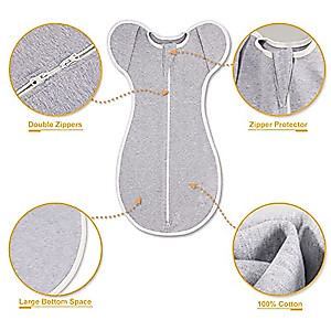 WODHOY Transition Swaddle, 2 Pack Baby Sleep Sack 3-6 Months Arms up Swaddle with Arms in/Out, 2-Way Zipper 100% Cotton 0.5 TOG Comfy Transitional Swaddle Sack Baby Swaddle for Boy Girl (Medium)
