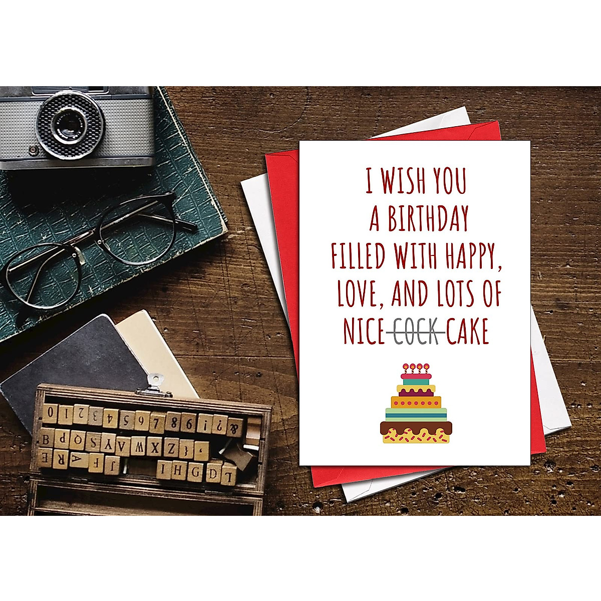 Ikassong Funny Adult Dirty Birthday Card for Women Her Friend, 5.3 x 7.6 with 2 Envelopes, Hilarious Naughty Bff Bday Cock Card