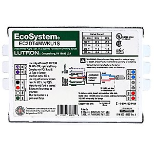Lutron EC3DT4MWKU1S Dimming Ballast, T4 4 Pin, 120-277V, 1 Lamp