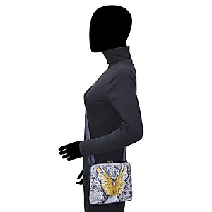 Anna by Anuschka Womens Anna Anuschka Hand Painted Women s Genuine Leather Small Zip Crossbody Guardian Angel, Guardian Angel, One Size US