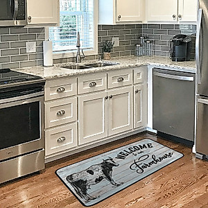 Farmhouse Cow Kitchen Rugs Anti Fatigue Kitchen Mats Non Skid Washable Bath Rug Runner Carpet Floor Sink Mat for Home Decor 39 x 20 Inch Welcome to Our Farm