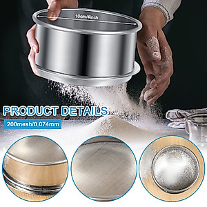 Youyole 200 Mesh Lab Sieves 10 x 4 cm Test Sieve 304 Stainless Steel Wire Cloth (0.074 mm) Aperture for Industrial Laboratory