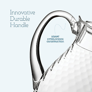 MosJos Acrylic Pitcher (72 oz), Clear Plastic, Water Pitcher with Lid, Shatterproof, BPA-Free Clear Pitcher, Ideal for Sangria, Lemonade, Juice, Iced Tea & More (Clear - Disign)