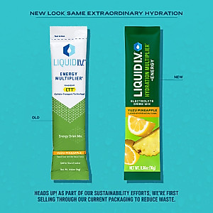 Liquid I.V.® Hydration Multiplier® +Energy - Mango Tamarind - Hydration Powder Packets | Electrolyte Powder Drink Mix | Convenient Single-Serving Sticks | Non-GMO | 1 Pack (14 Servings)