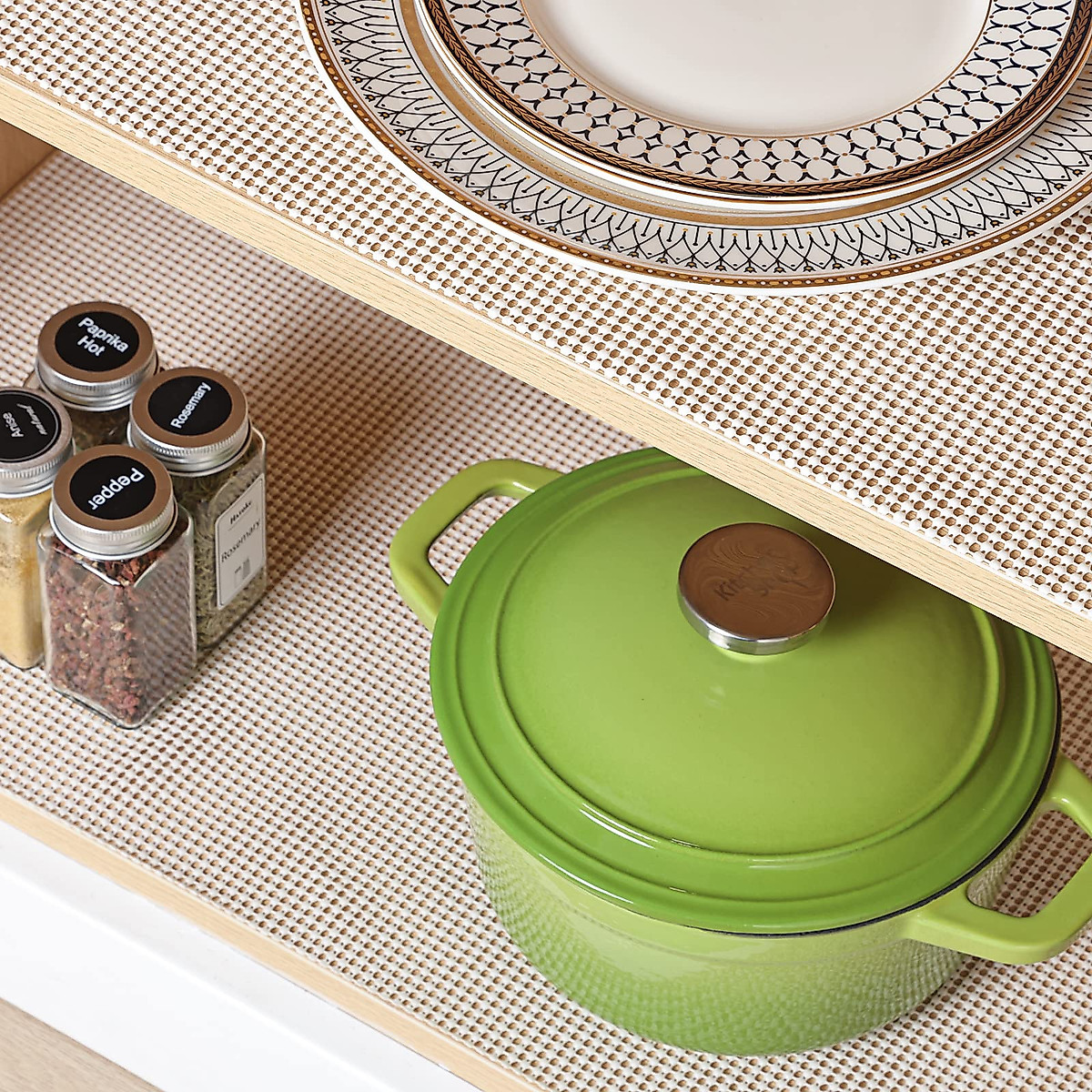 BAKHUK Grip Shelf Liner, Non-Adhesive 17 Inch x 25 Feet Cabinet Liner Durable Organization Liners for Kitchen Cabinets Drawers Cupboards Bathroom Storage Shelves (White)