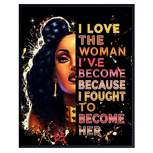 African American Wall Art Motivational Poster 8x10 - Black Art - Wall Art Black Women - Positive Inspirational Quotes Decor - Encouragement Gifts for African American Women - Afrocentric Wall Art