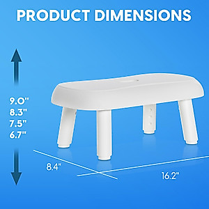 Toilet Stool Squat Adult, Poop Stool for Bathroom with Non-Slip Design, Adjustable Height from 6.7 to 9 inches, White