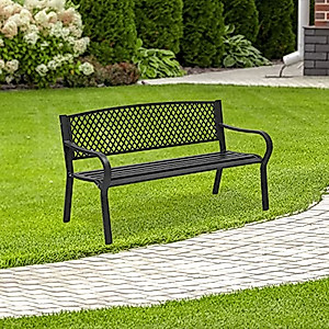 Outogether Steel Bench Sturdy Frame for Outdoor Patio Park Yard Porch Work Entryway Garden (Grey)
