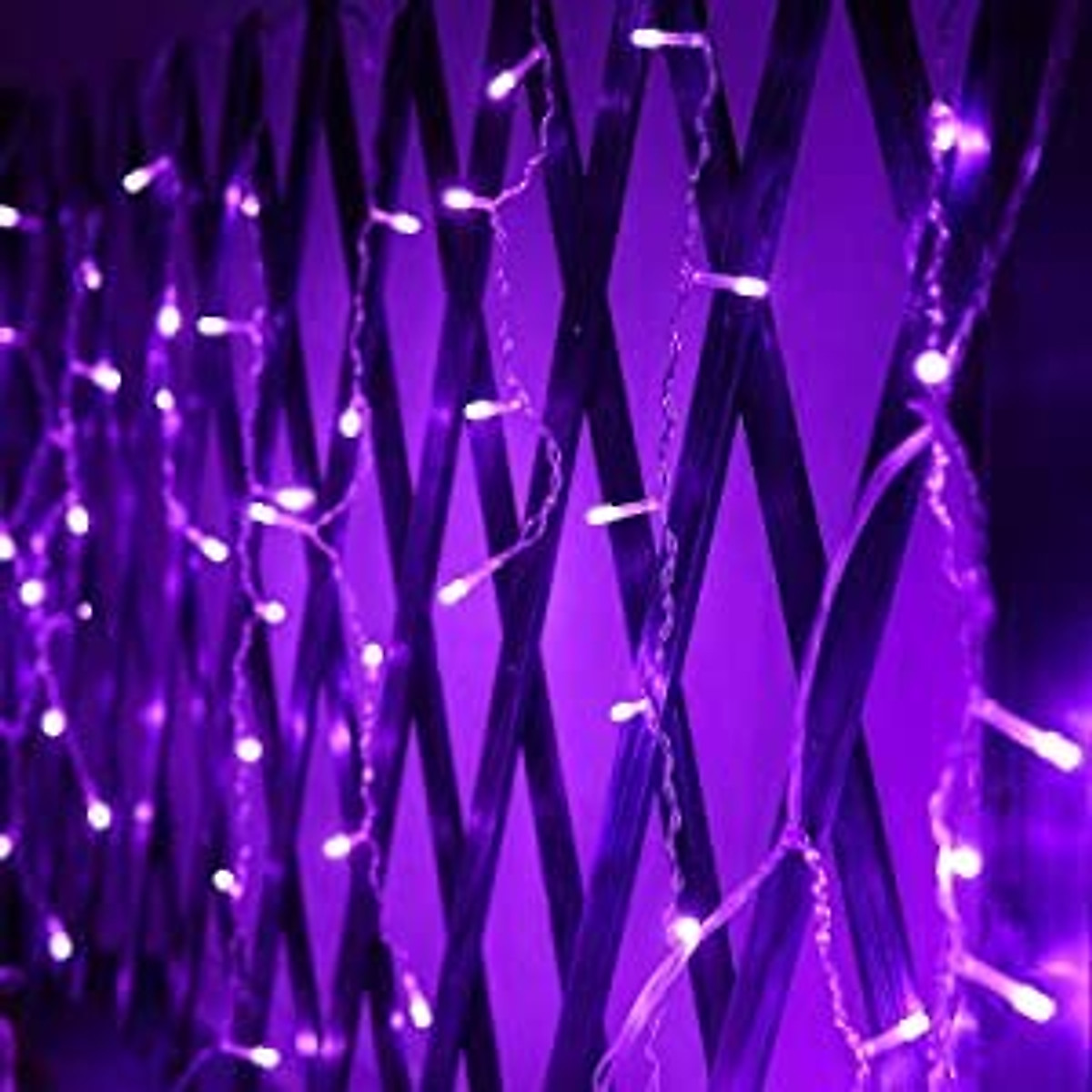 SDOUBLEM 13FT 96 LEDs Purple 8 Modes Memory Mode Icicle Light Window Curtain String Light Wedding Patio Home Garden Bedroom Outdoor Indoor Party Decorations