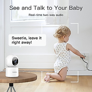 Funovation 3MP Indoor Security Camera, 360° PTZ 2.4G WiFi Only Cameras for Home Security/Baby Monitor, Plug-in Pet Camera with Phone App for Dog/Cat, 2-Way Talk, Night Vision, Auto Tracking, SD/Cloud