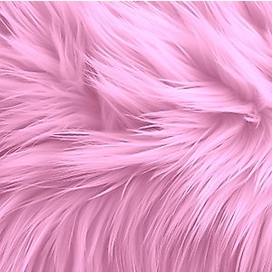 FabricLA Shaggy Faux Fur Square - 10" X 10" Inches Pre-Cut - Use Fake Fur Fabric for DIY, Craft Fur Decoration, Fashion Accessory, Gnome, Hobby - Baby Pink