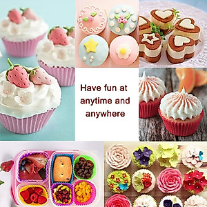 Silicone Cupcake Liners 30 Pack, Reusable Bento Box Inserts Small muffin cups, 5 Shapes 6 Color Baking Cups for Cakes, Jelly,Chocolate Shell-lined Dessert and Lunch-boxes Snacks Separator