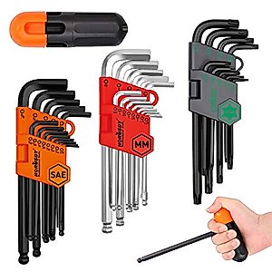 HORUSDY Allen Wrenches Sets | 35-Piece Hex Key Set | SAE and Metric Allen Key Set | Allen Wrench | Ball End Hex | Torx Key | Chrome Vanadium Steel