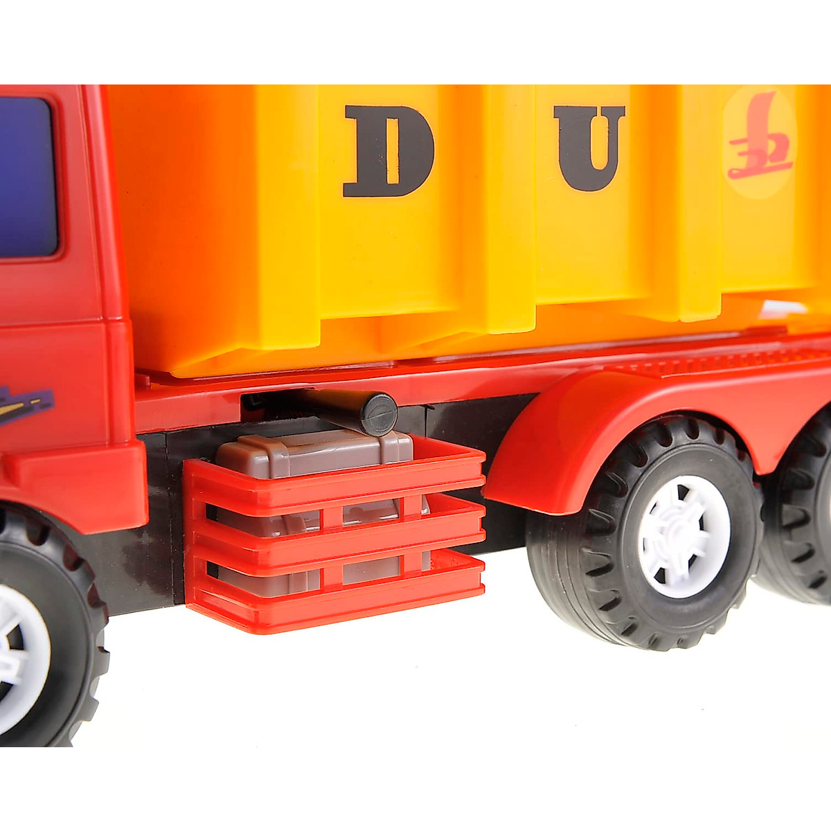 PowerTRC 15" Push & Go Dump Truck Toy | Realistic Friction Powered Dump Construction Truck for Kids Ages 3 Up