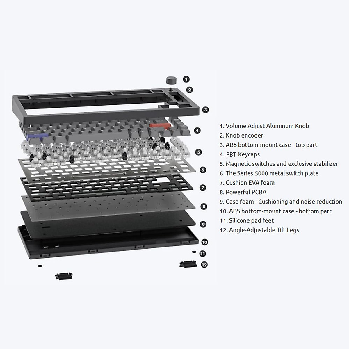 DrunkDeer A75 Mechanical Keyboard Magnetic Switches TKL Gaming Keyboard 82Keys PBT Keycap USE Wired OEM Profile RGB 82 Keys with Knob