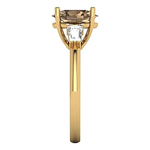 Clara Pucci 2.5ct Oval Baguette cut 3 stone Solitaire Champagne Simulated Diamond Engagement Anniversary Bridal Ring 18K Yellow Gold 10.5
