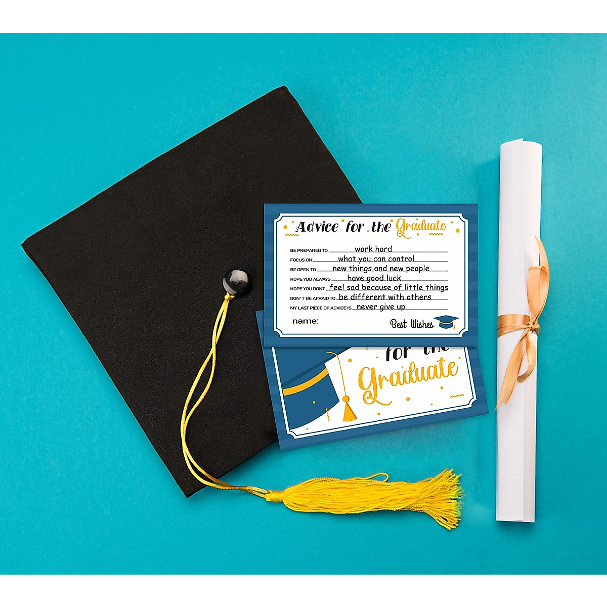 WaaHome 50pcs Graduation Advice Cards for The Graduates 2024 High School College Graduation Wishes and Advice Cards for Graduates Seniors, Graduation Party Games Favors Supplies Gifts