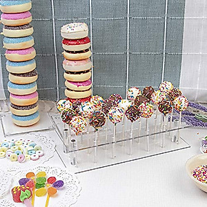 YestBuy Cake Pop Display Stand, 21 Hole Cake Pop Holder, Lollipop Holder for Weddings, Birthday Parties, Anniversaries Gift, Halloween, Christmas Candy Decorative (Clear)