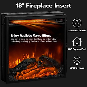 HOOBRO Fireplace TV Stand with Led Lights and Power Outlets, Wooden Media Entertainment Center Console Table with Glass Shelves, Fireplace TV Console for TVs up to 65", Rustic Brown BF140UDDS01