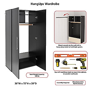 Prepac HangUps Wardrobe Storage Cabinet, 20"D x 36"W x 72"H, White