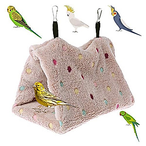 LeerKing Bird Bed, Parakeet Nest House for Cage, Parrot Hanging Hammock Bird Hut Plush House Snuggle Tent for Conure, Lovebird, Cockatiels, Cockatoo, Quaker