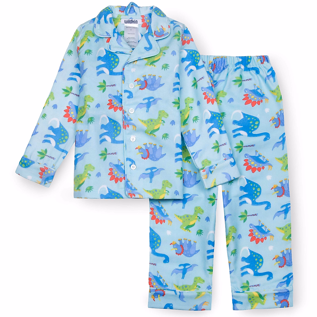 Wildkin Cotton Twin Sheet Set Bundle with Pajama Set Size 2T (Dinosaur Land)