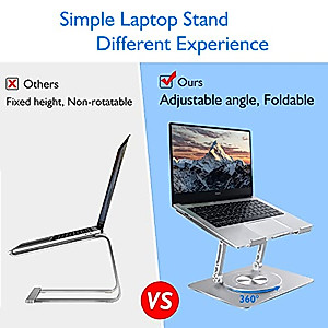 Coolwill Laptop Stand for Desk 360° Rotating, Ergonomic Aluminum Laptop Stand Holder, Adjustable Laptop Riser, Foldable Computer Desk Stand for Travel, Compatible with MacBook Air/All 10-16" Laptops