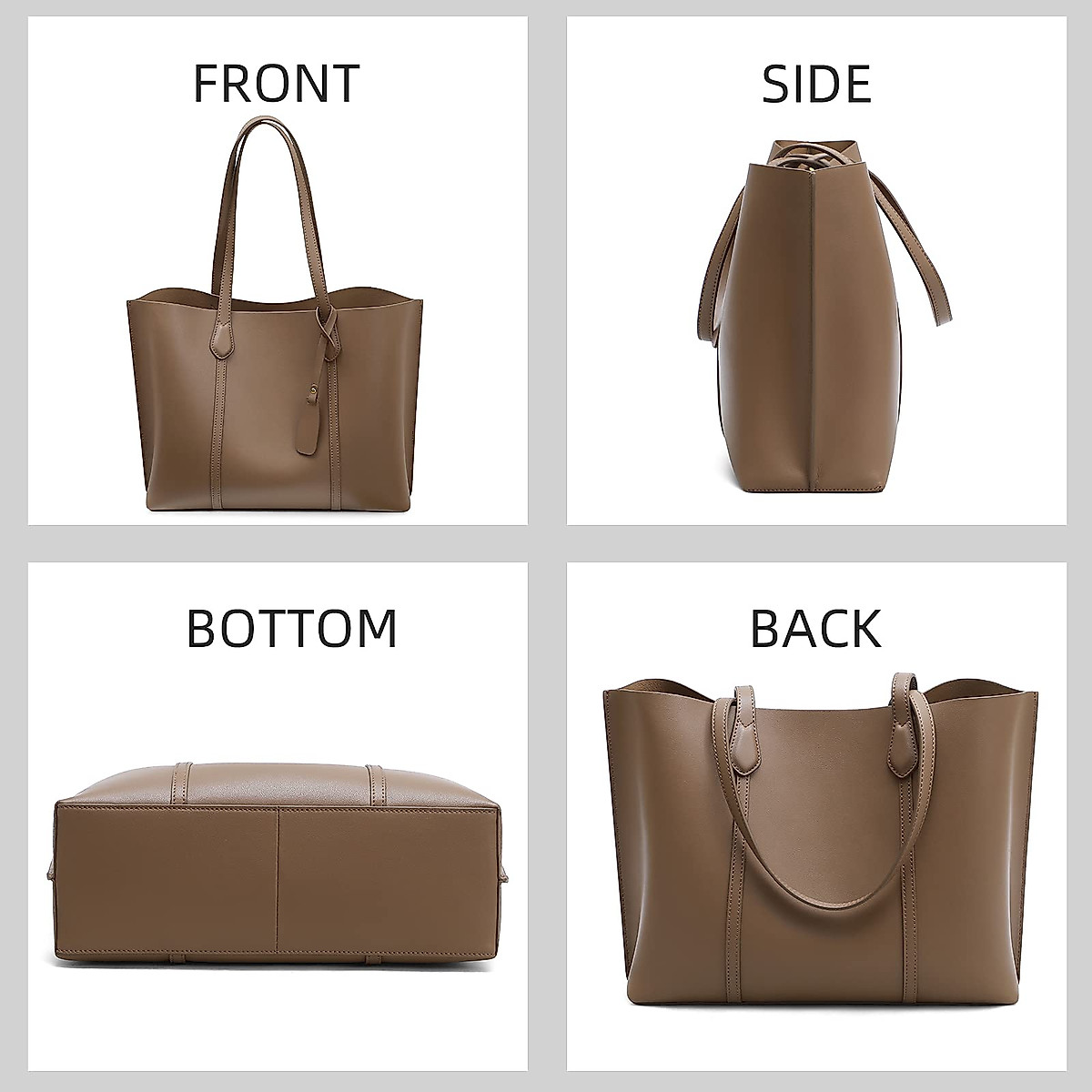 Seammer Leather Tote Bag for Women Large 13.58 Inch Shoulder Purses and Handbags