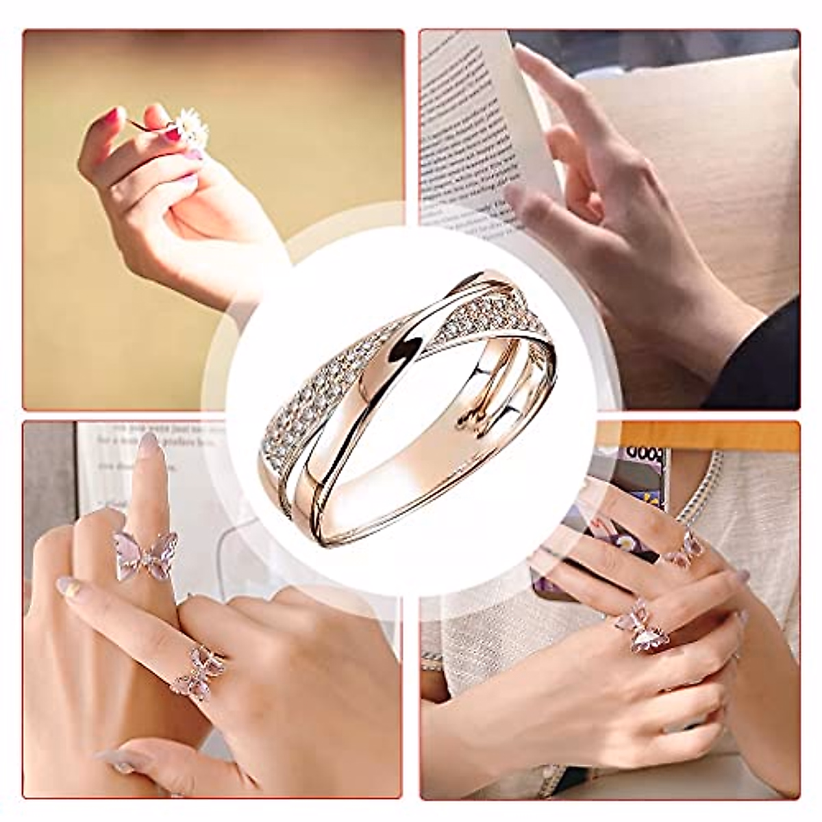 Ring Magnetic Therapy Ring Yoga Energy Weight Loss Health Ring WomenValentineDay Birthday Gift Jewelry,Size 5-11 (5) gold