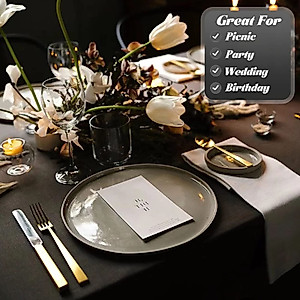 Vrisssot Plastic Table Cover Roll Disposable Tablecloth: 54in X 120ft Table Covers Plastic Table Cover Roll with Easy Slide Cutter Plastic Table Cloths for Parties Disposable-Black